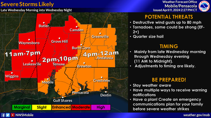 Damaging winds, hail, tornadoes possible tomorrow | Holt Enterprise News